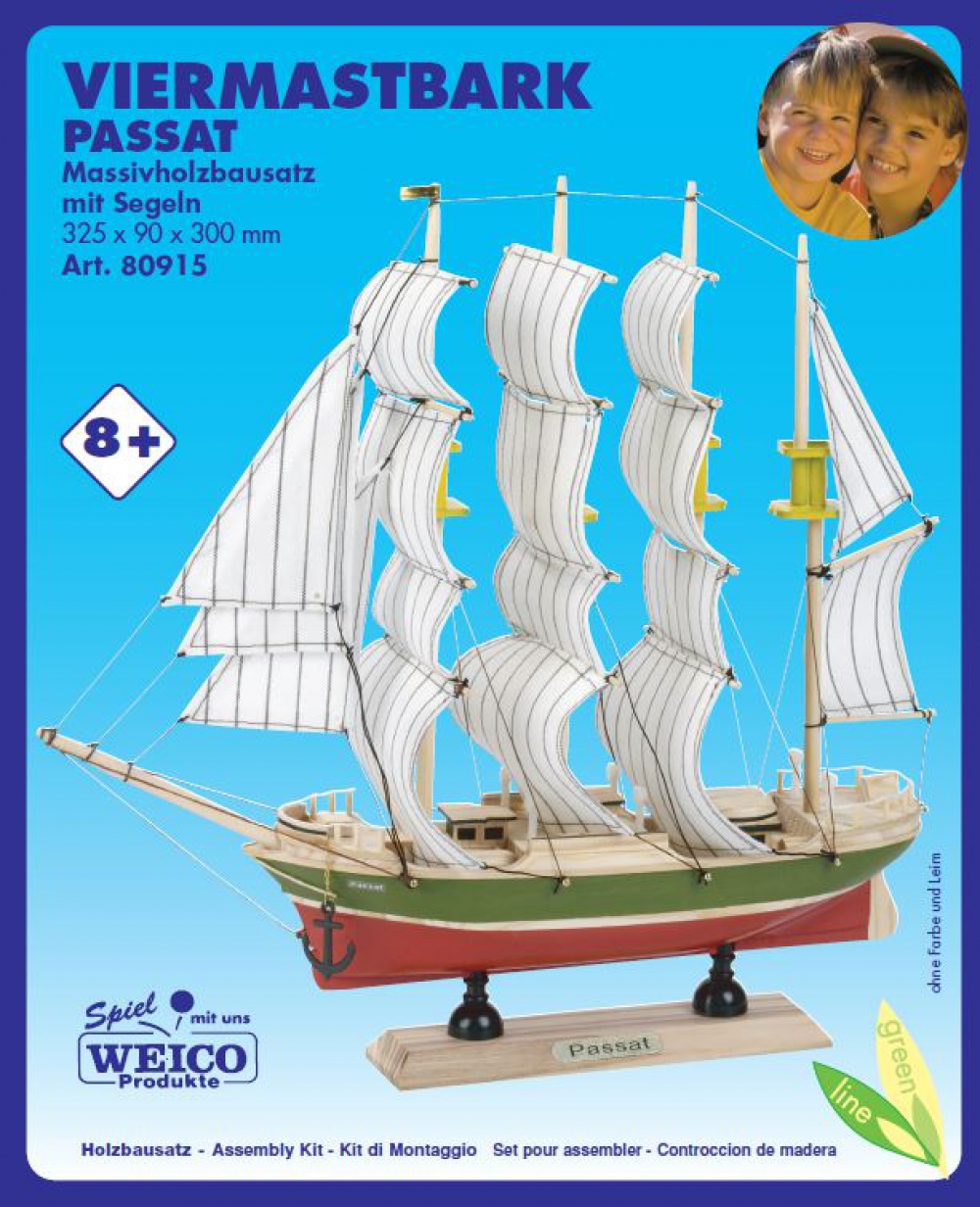 Weico Holzbausatz aus Massivholz 80915 - Viermastbark Passat mit Segeln ...